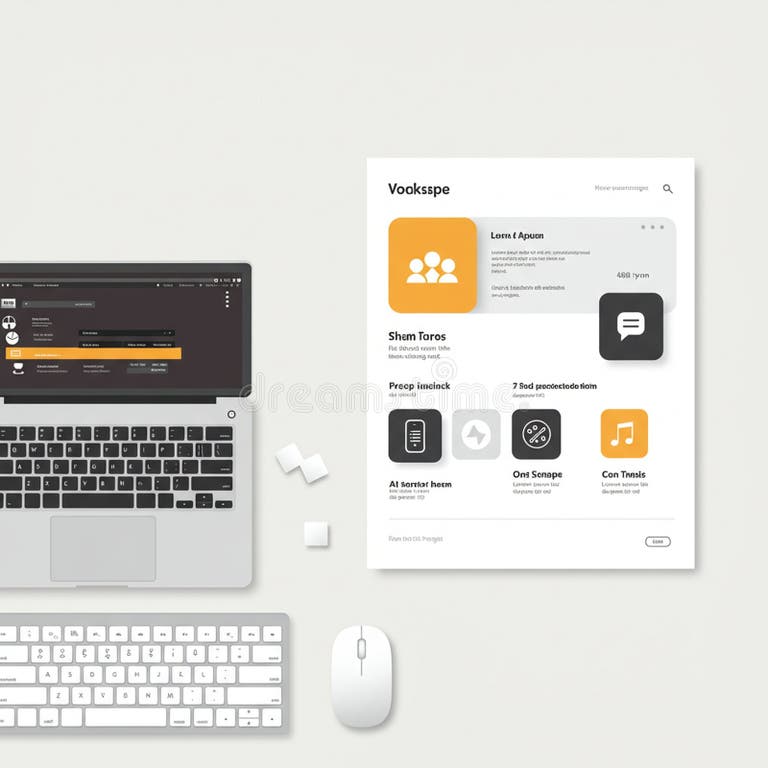 A Minimalist Workstation Setup Includes a Silver Laptop Displaying a ...