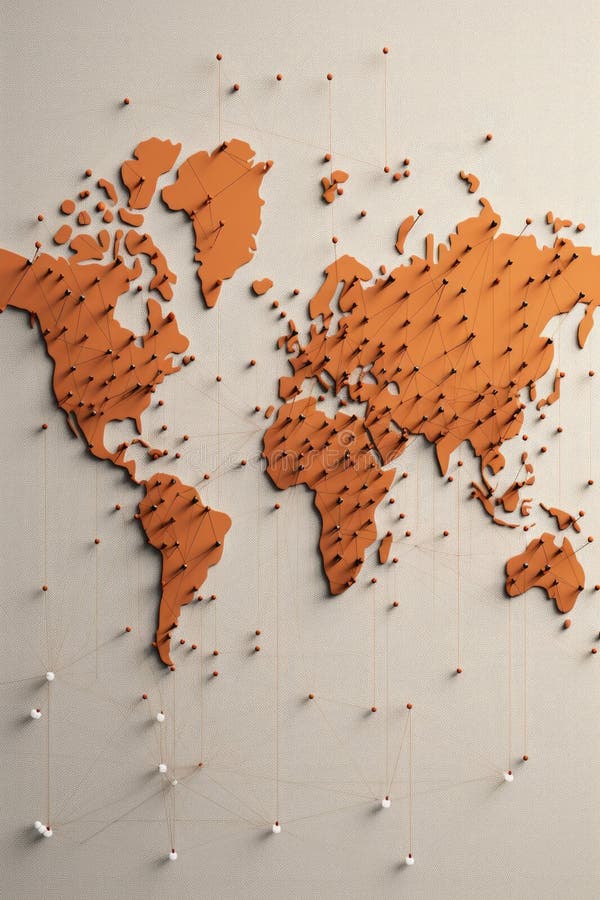 A Minimalist World Map with Arrows Showing Global Connections Stock ...