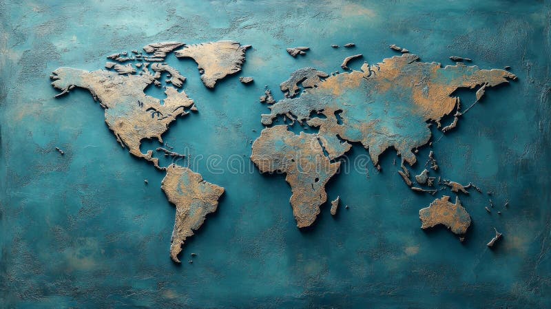 Minimalist World Map with Concrete Texture Stock Illustration ...