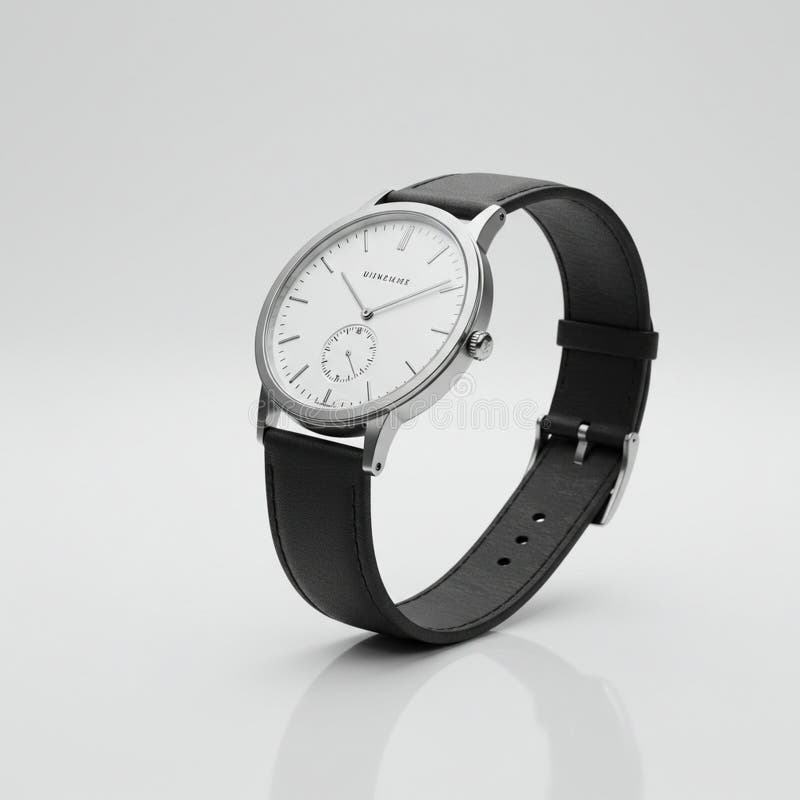 A Minimalist Wristwatch with a Sleek Design Features a White Dial and ...