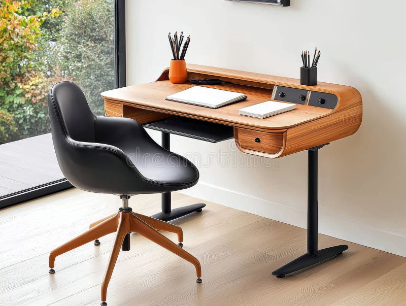 Minimalist Writing Desk with Stylish Chair in Modern Setting Stock ...