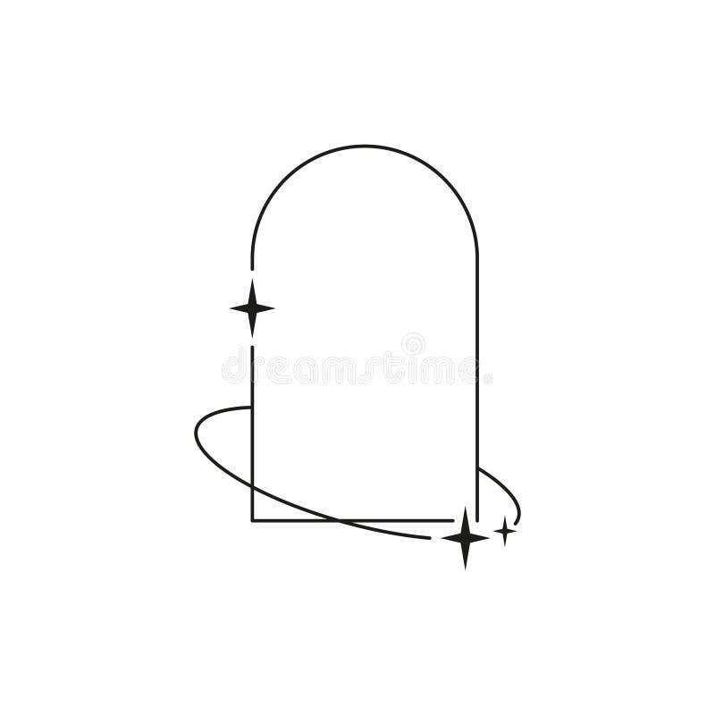 Y2K Aesthetic Line Arch Border, Vector Black Linear Rounded Rectangle ...