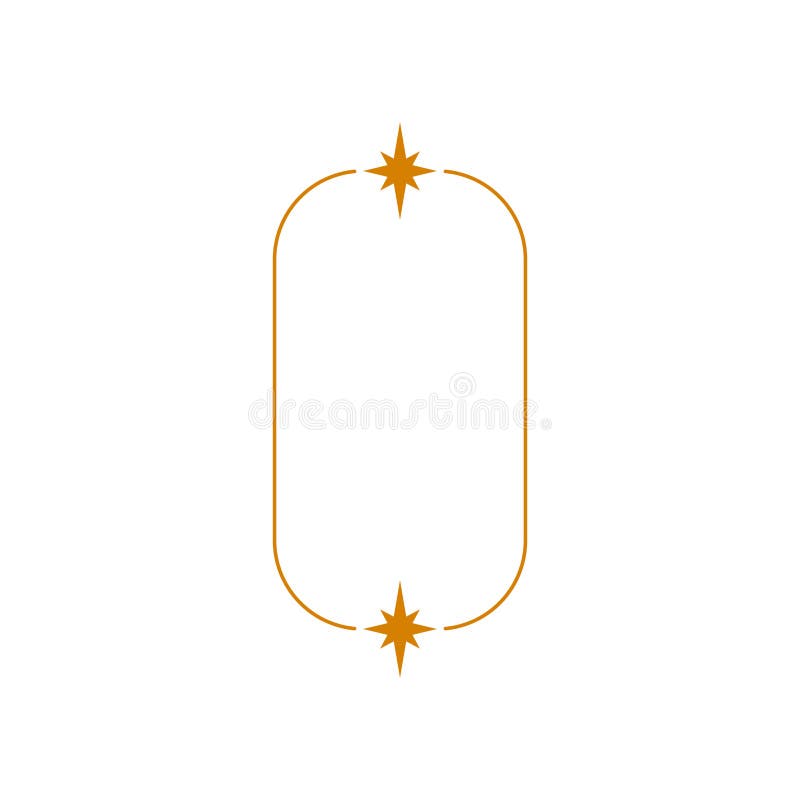 Y2K Aesthetic Line Border, Vector Abstract Orange Linear Rounded Rectangle Frame with Sparkle ...