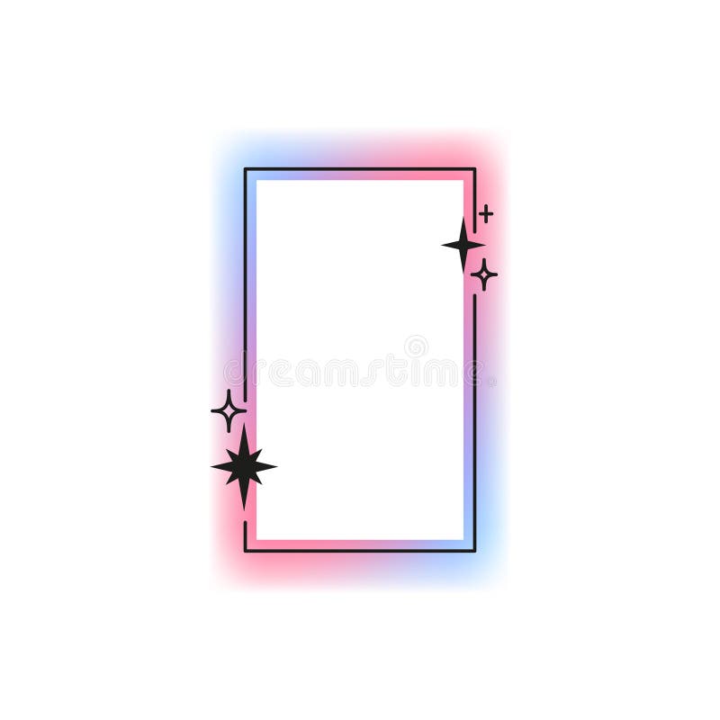 Y2K Line Border on Colorful Blurred Gradient Background, Vector ...