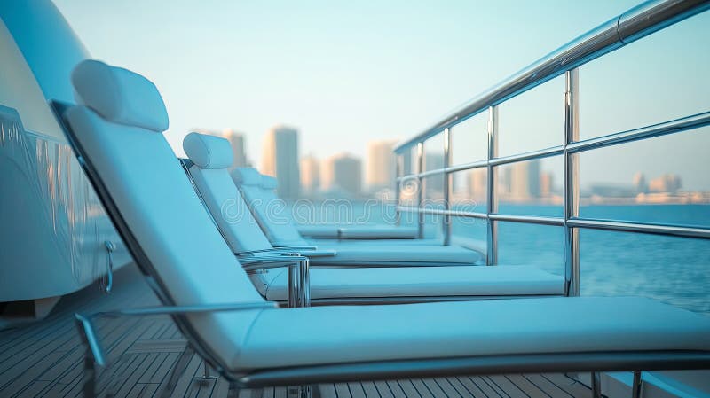 A Minimalist Yacht Deck Setup Featuring Clean Lounge Chairs and Sleek ...