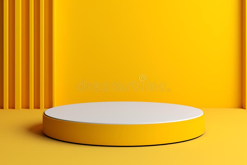 Minimalist Yellow and White Round Podium on Yellow Background Stock ...