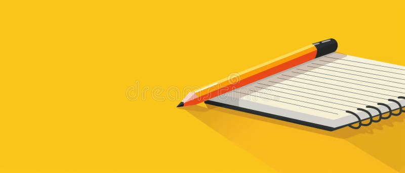Minimalist Yellow Banner with Pencil and Notebook for Creative Ideas ...