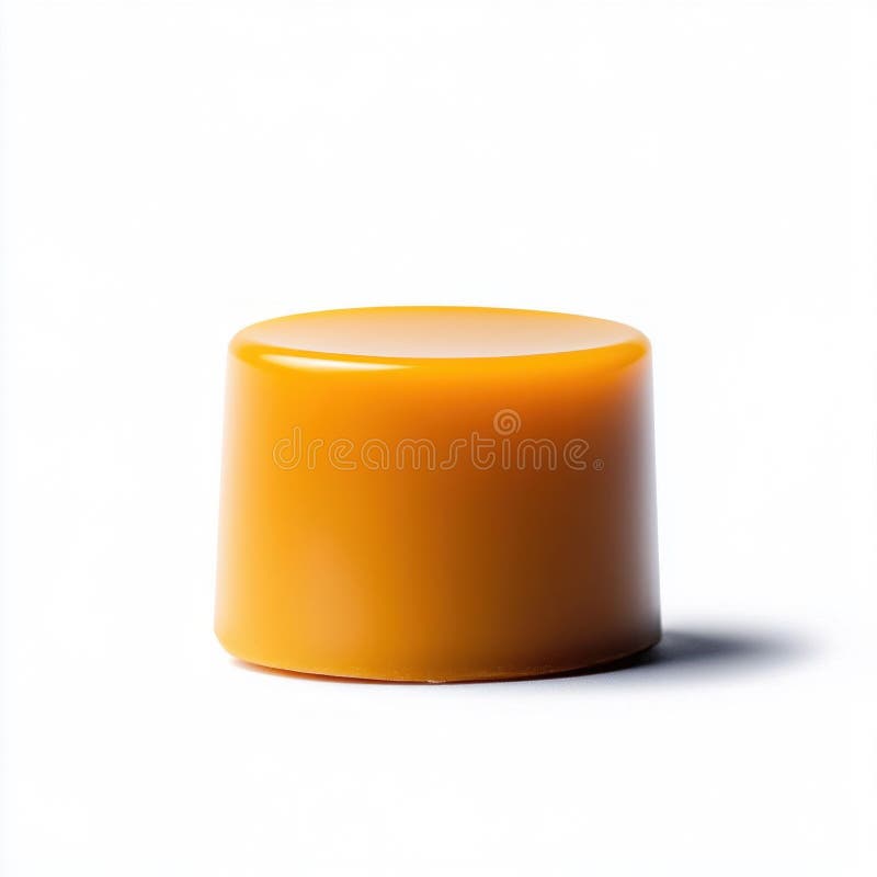 Minimalist Yellow Cylindrical Object Isolated on White Background Stock ...