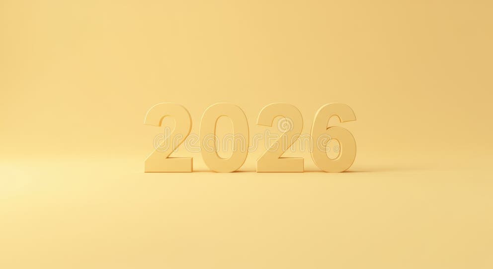 Minimalist Yellow 2026 Numbers Against Solid Background for Future ...
