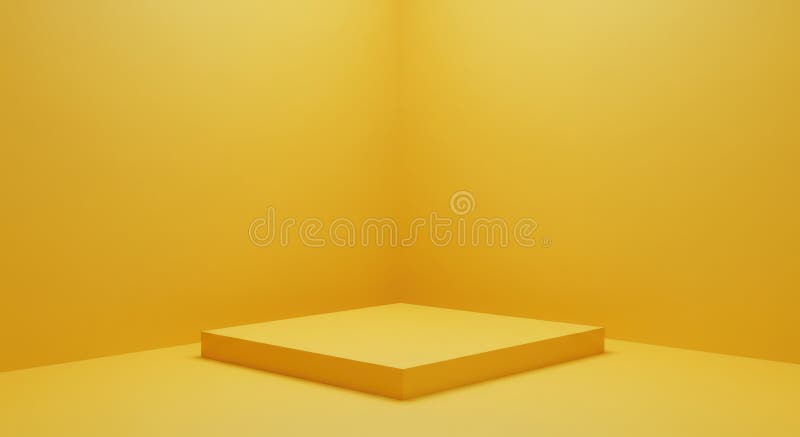 Minimalist Yellow Podium Platform in Corner Studio Background Display ...