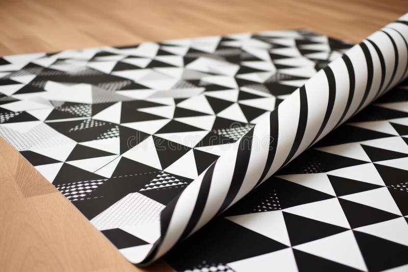 Minimalist Yoga Mat with Black and White Design Stock Illustration ...