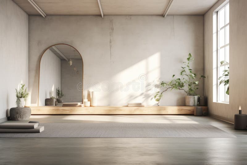 Minimalist Yoga Studio with Calming Color Scheme Stock Illustration ...