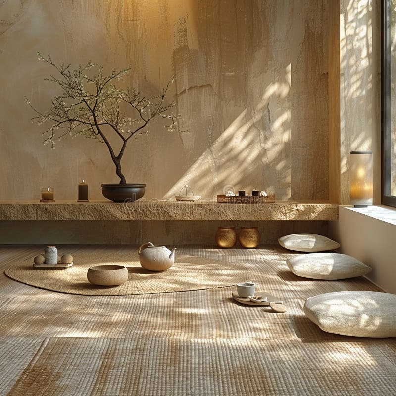 Minimalist Zen Garden with Raked Sand and Simple Stock Image - Image of ...