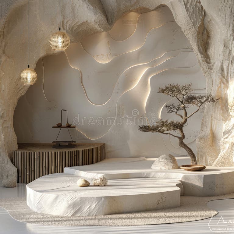 Minimalist Zen Interior Design with Natural Elements and Soft Lighting ...