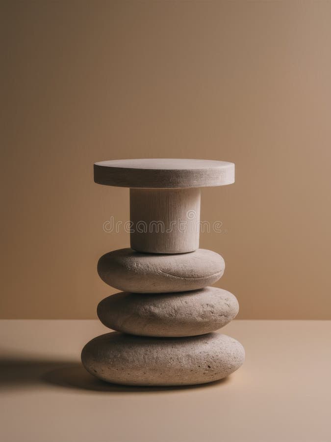 Minimalist Zen Stone Stack Table on Neutral Background - Tranquility ...