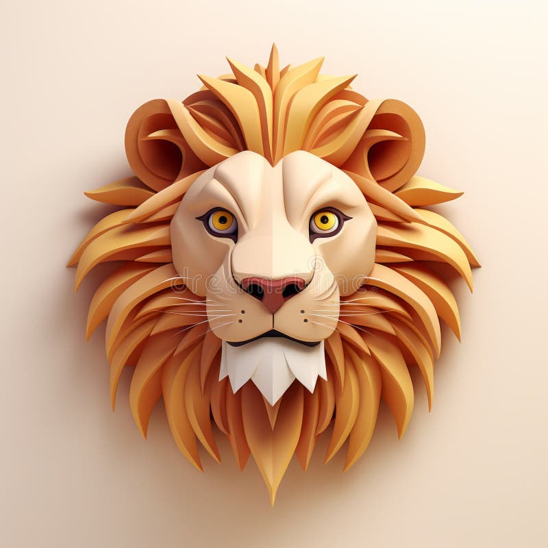 Minimalistic 3d Lion Head with Playful Character Design Stock ...