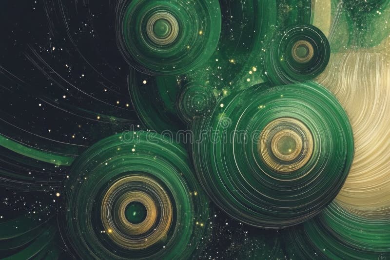 Minimalistic Abstract Art Featuring Green Circular Patterns with Cosmic ...