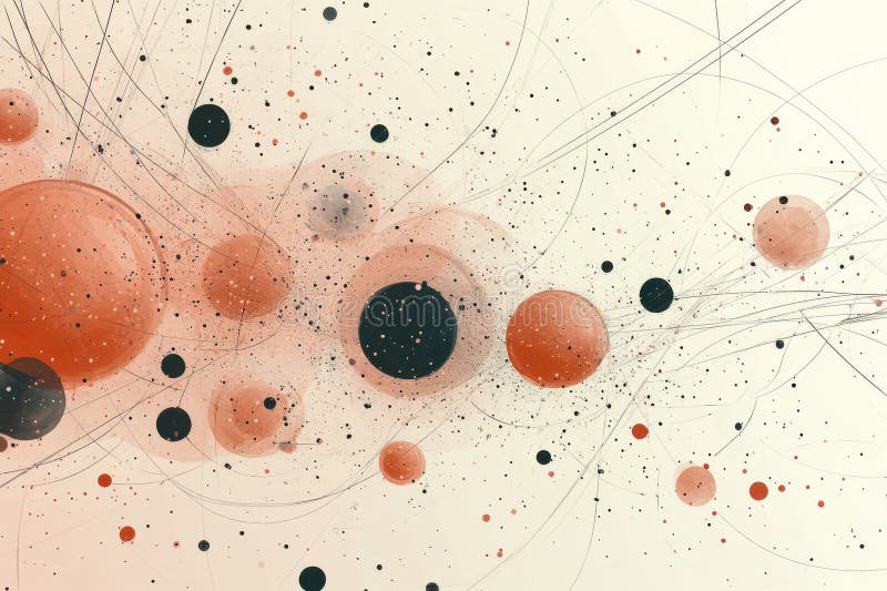 Minimalistic Abstract Art with Red and Black Circular Forms on White ...