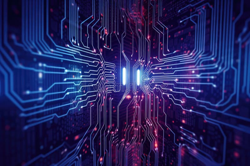 Minimalistic Abstract Background with Circuitry Patterns and Binary Code, Symbolizing the ...