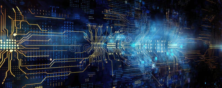 Minimalistic Abstract Background with Circuitry Patterns and Binary Code, Symbolizing the ...