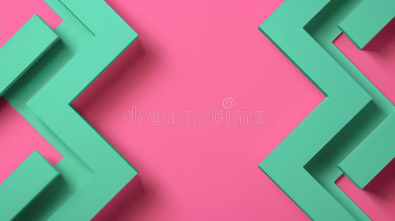 Minimalistic Abstract Pattern in Pink and Green with Zigzag Edges Stock ...