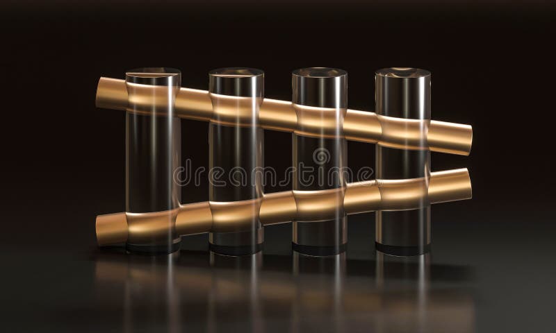 Minimalistic Abstract Background of Glass and Gold Cylinders Stock ...