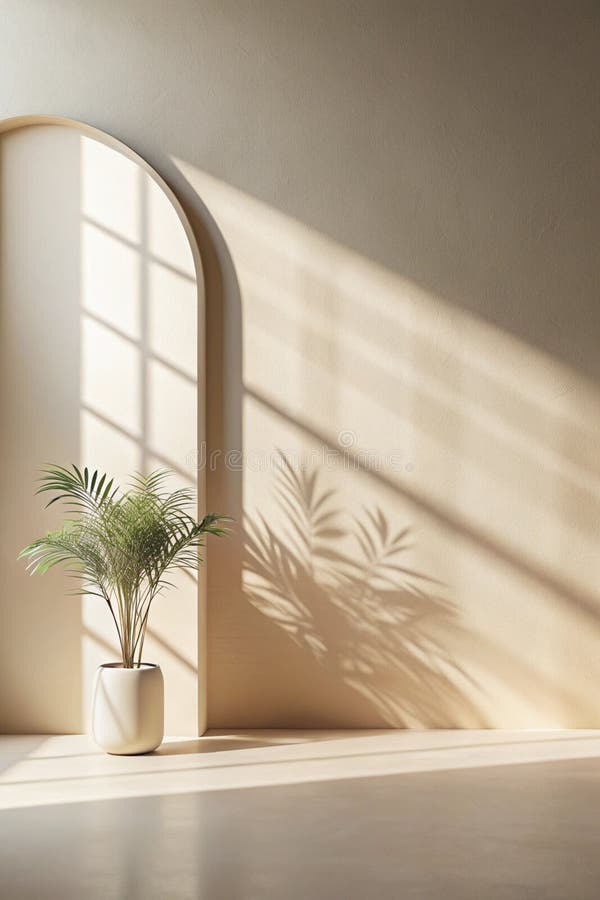 Minimalistic Abstract Beige Background with Light and Shadow Effects ...