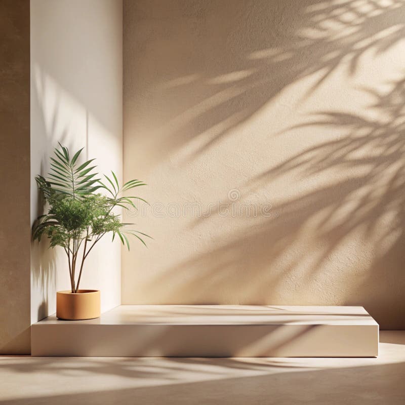 Minimalistic Abstract Beige Background with Light and Shadow Effects ...