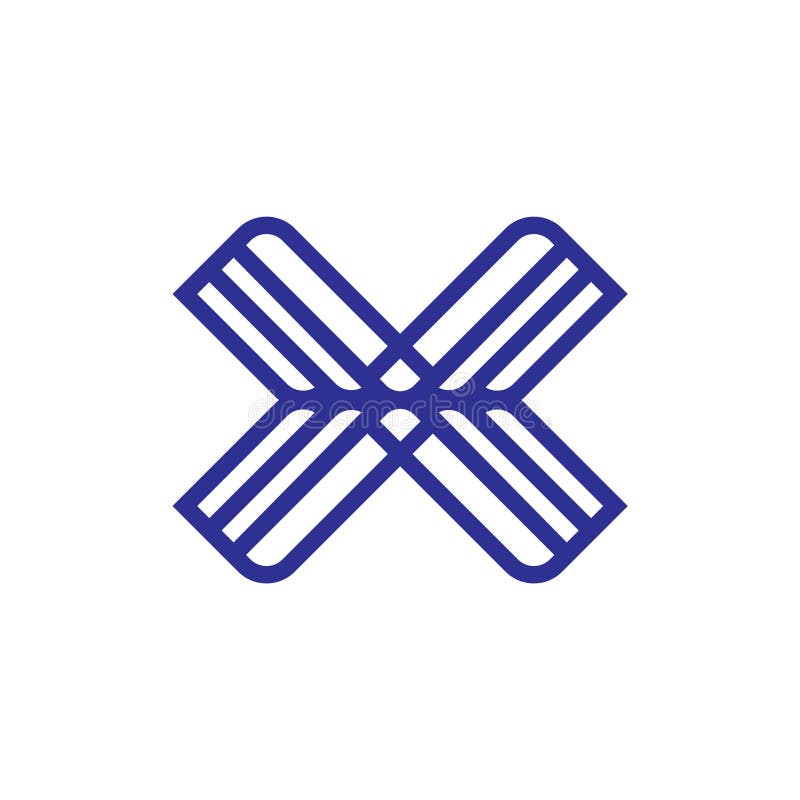 Geometric Abstract Design of a Symmetrical Blue Cross on Letter X Stock ...