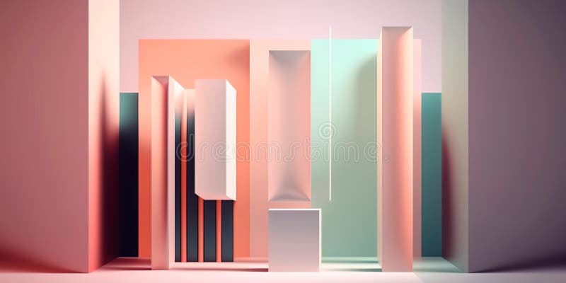 Minimalistic Abstract Composition with Bold Lines and Pastel Generative ...