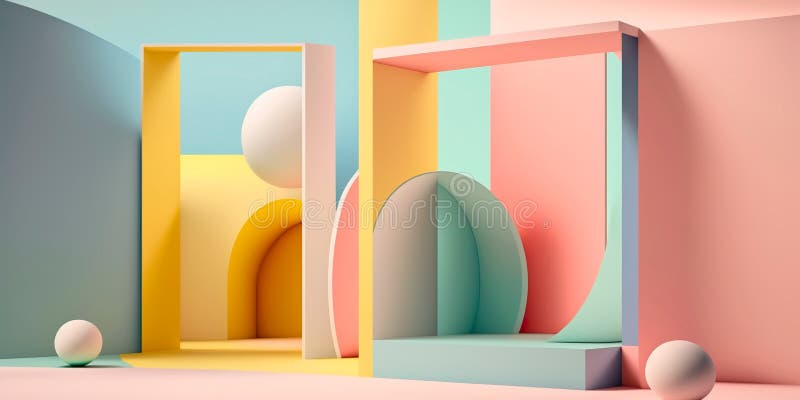 Minimalistic Abstract Composition with Bold Lines and Pastel Generative ...