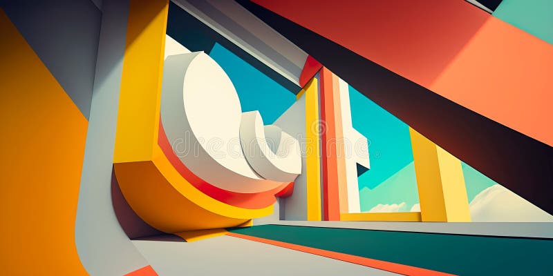 Minimalistic Abstract Composition with Bold Lines and Pastel Generative ...