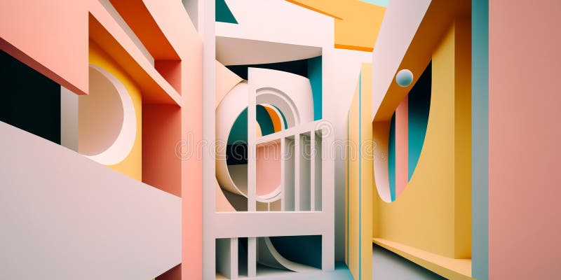 Minimalistic Abstract Composition with Bold Lines and Pastel Generative ...