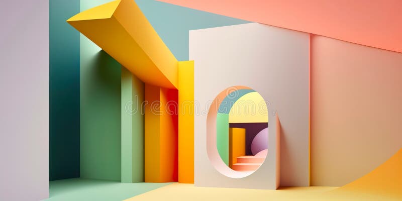 Minimalistic Abstract Composition with Bold Lines and Pastel Generative ...