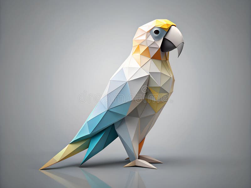 Minimalistic Abstract Low-Poly Parrot in Soft Pastel Tones Stock Image ...