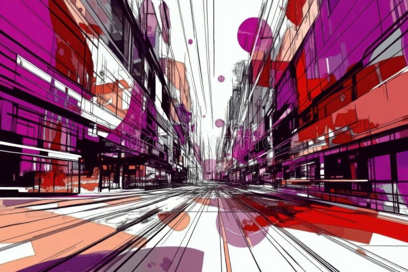 Minimalistic Abstract Urban Landscape with Geometric Patterns and ...