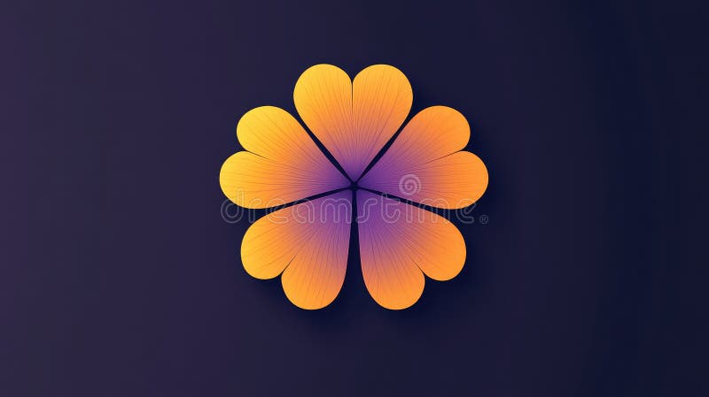 Minimalistic Abstract Violet and Orange Four-Leaf Clover: Elegant and ...