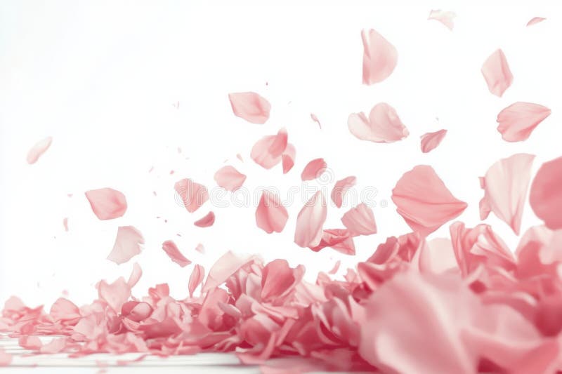 Minimalistic Aesthetic with Scattered Pink Rose Petals on White ...