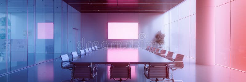Minimalistic AI Conference Room with Smart Tables, Interactive ...