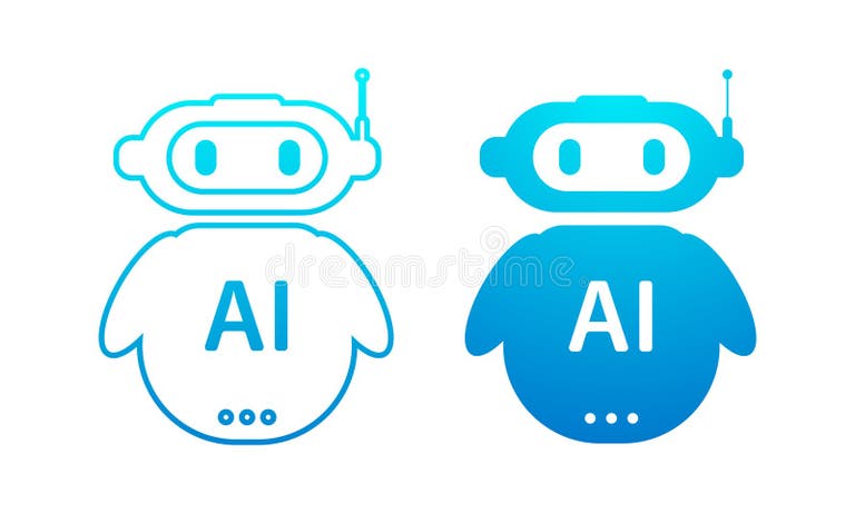 Minimalistic AI Robot Icons with a Blue Gradient, Representing ...