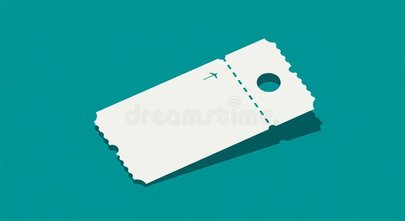 Minimalistic Airplane Boarding Pass on Aqua Blue Background Stock Image ...