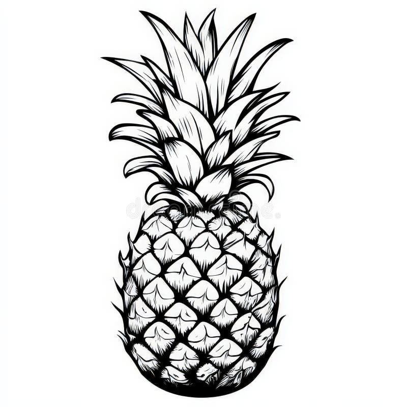 Minimalistic Ananas Drawing in Black and White with Bold Lines Stock ... Minimalistic Ananas Drawing in Black and White with Bold Lines Stock ...