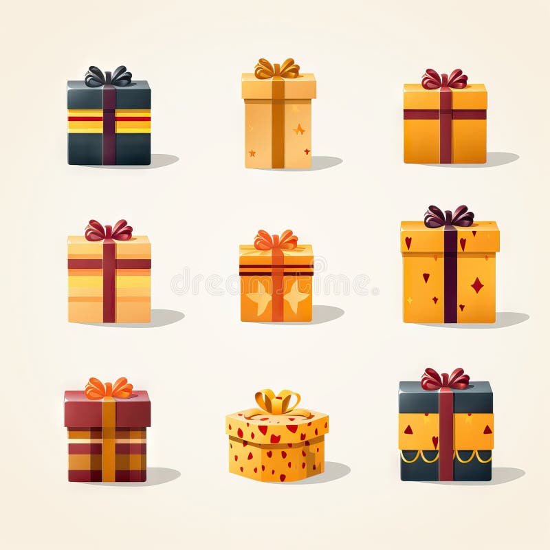 Minimalistic Animated Gift Box Set AI Generated Stock Illustration ...