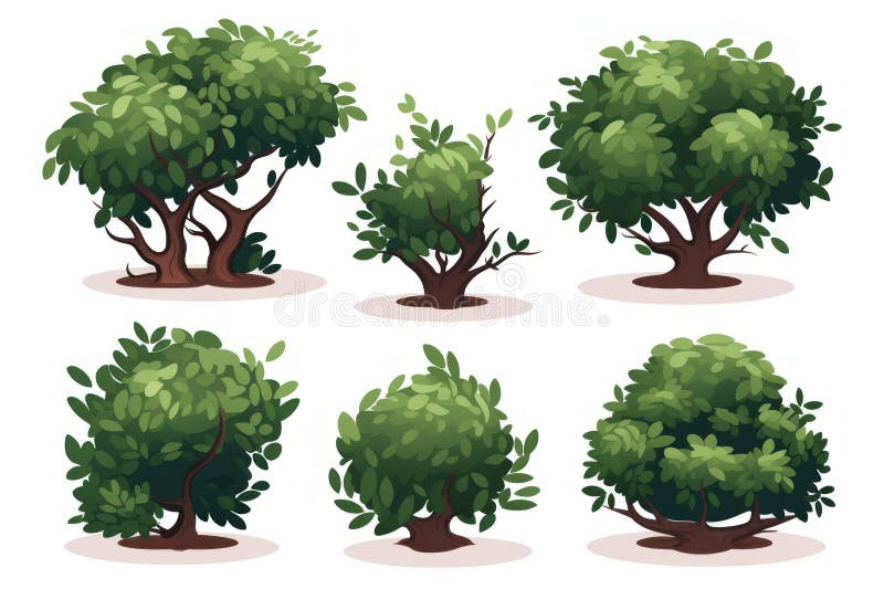 Minimalistic Animation of Bush Set AI Generated Stock Illustration ...