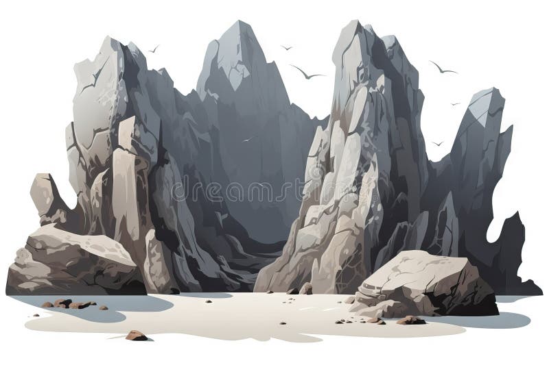 Minimalistic Animation of a Large Rock AI Generated Stock Illustration ...