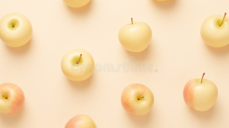 Minimalistic Apple Pattern on Beige Background AI Generated Stock ...