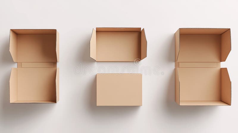 A Minimalistic Arrangement of Empty Cardboard Boxes on a White ...