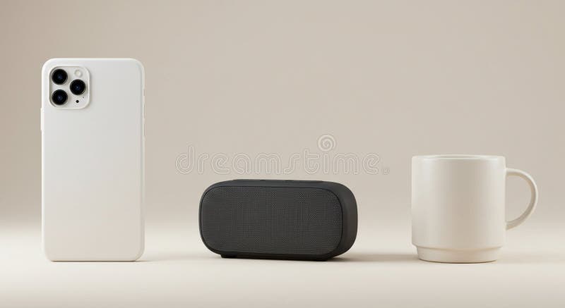 A Minimalistic Arrangement Features a White Smartphone with a Triple ...