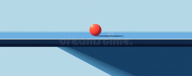 Minimalistic Art of Red Ball on Blue Table Surface Stock Photo - Image ...