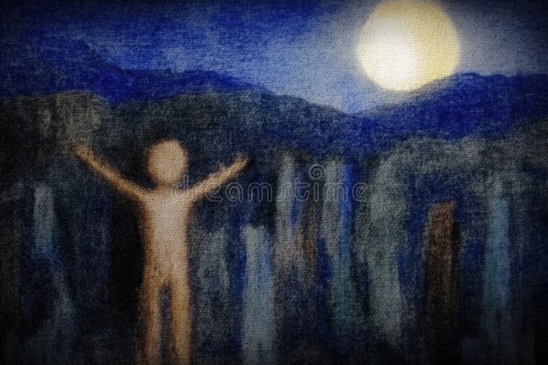 Minimalistic Artistic Depiction of War Torn Landscape Under Moonlight ...